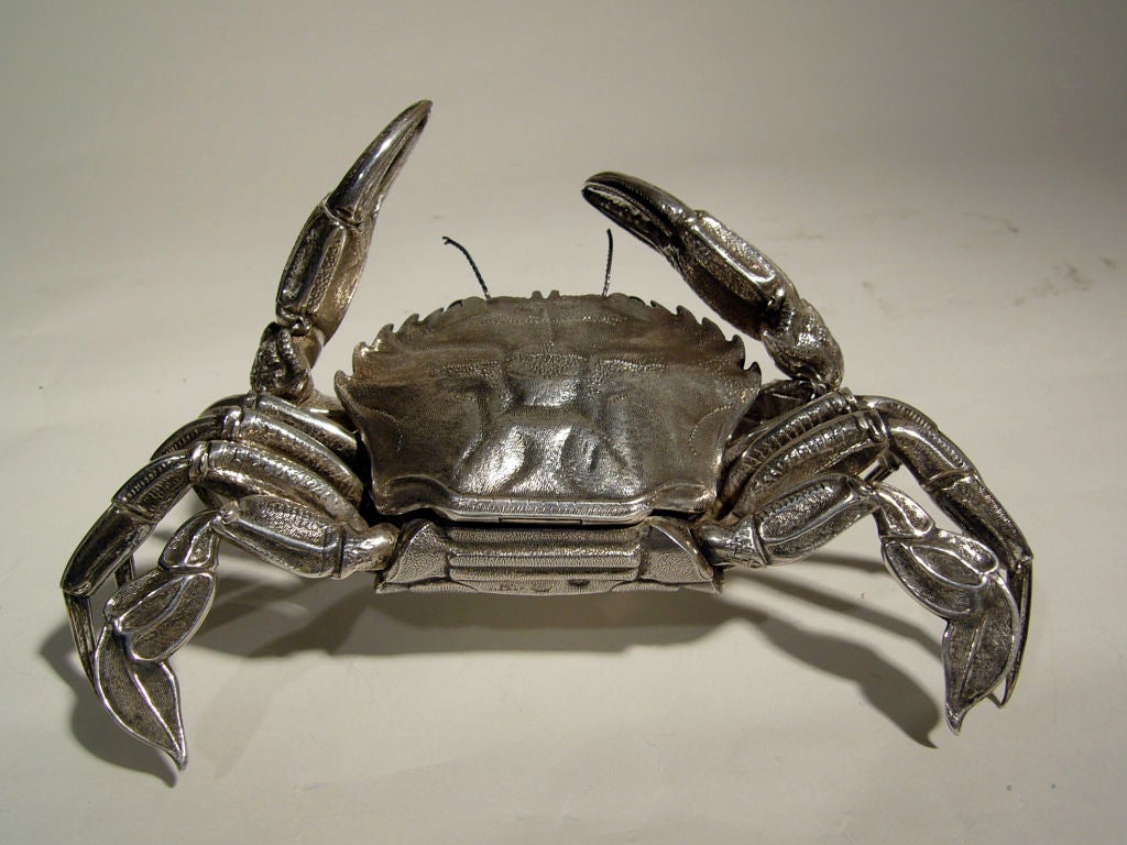Continental Articulated Sterling Silver Crab at 1stDibs