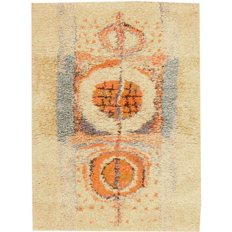 Vintage Mid-Century Art Deco Finnish Rya Rug at 1stDibs