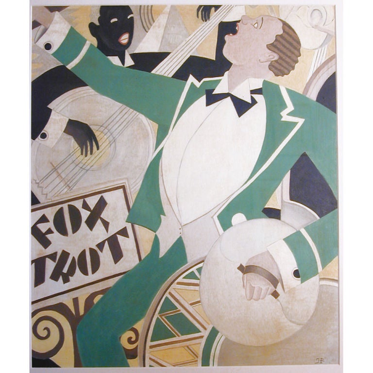 "Fox Trot, " Superb Art Deco Painting from Theater in Nice at 1stDibs