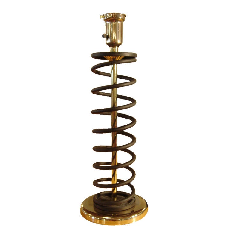 Pair of Brass and Steel Coil Spring Lamps in the Manner of Donald ...