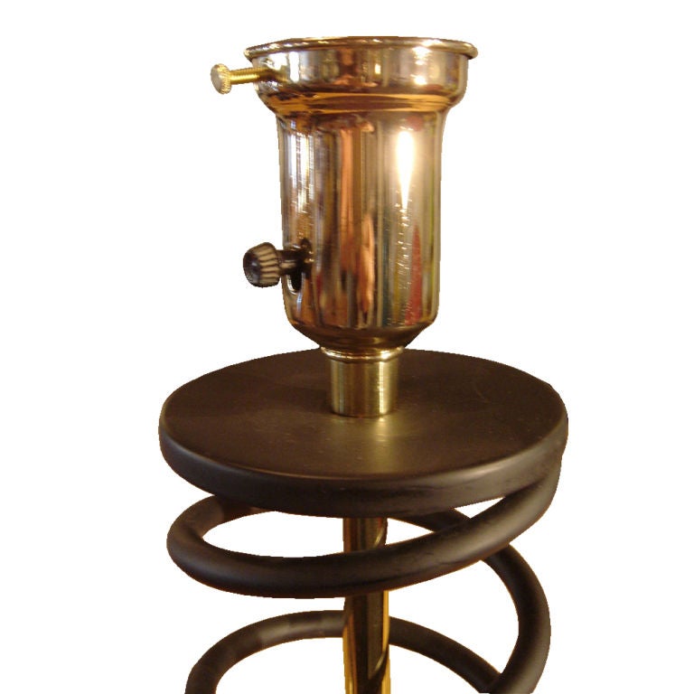 Pair of Brass and Steel Coil Spring Lamps in the Manner of Donald ...