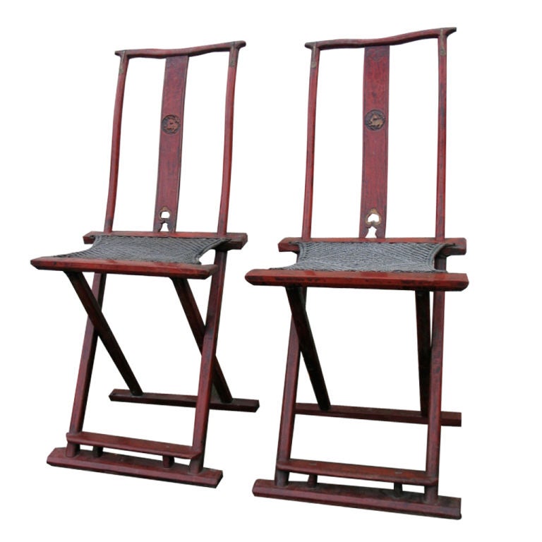 Pair of Chinese folding chairs. at 1stDibs