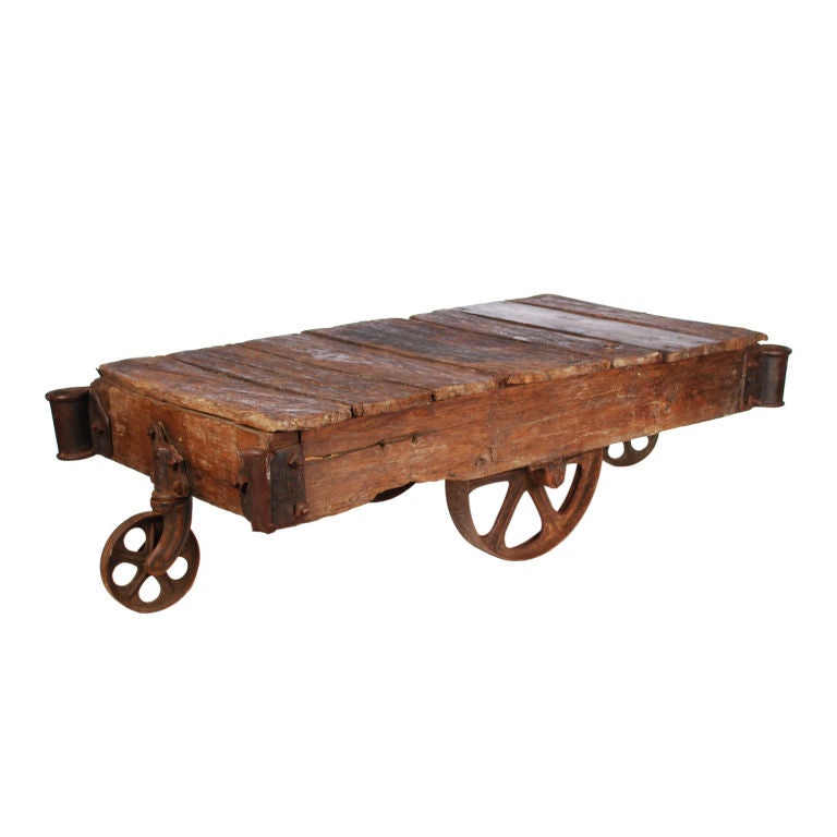 Authentic Industrial Factory Cart / Coffee Table at 1stDibs