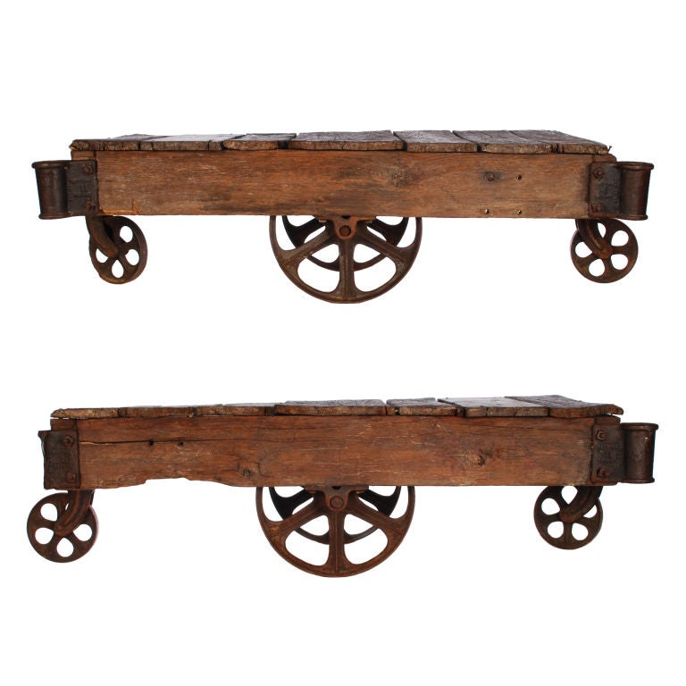 Authentic Industrial Factory Cart / Coffee Table at 1stDibs
