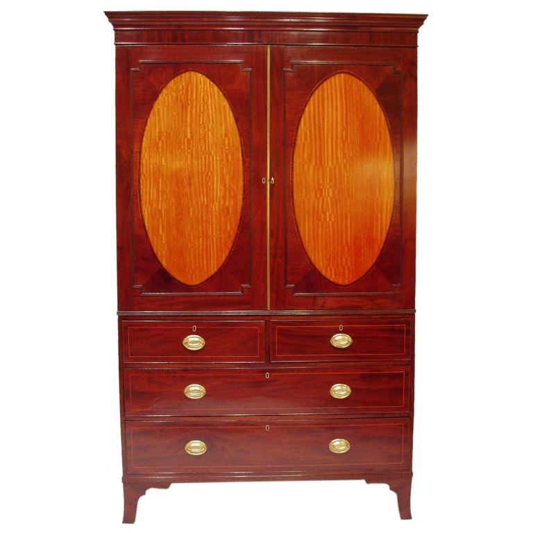 Regency Hepplewhite Linen Press with Pull-Out Shelves and Drawers ...