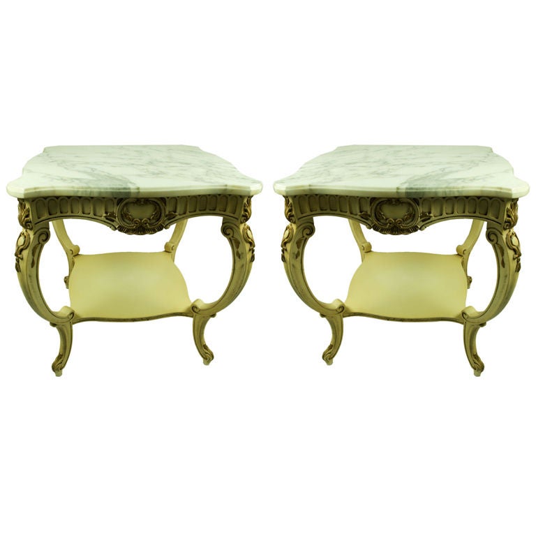 PAIR OF FRENCH MARBLE TOP TABLES at 1stDibs