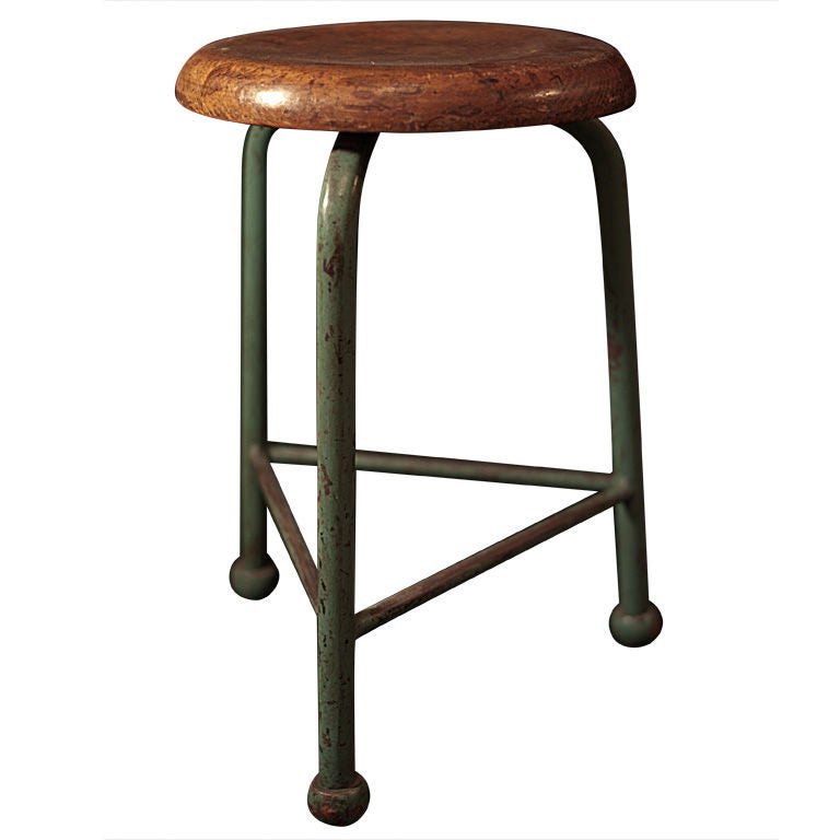 Industrial Metal and Wood Work Stools at 1stDibs
