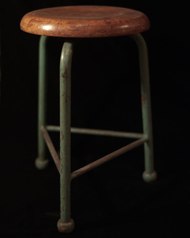Industrial Metal and Wood Work Stools at 1stDibs