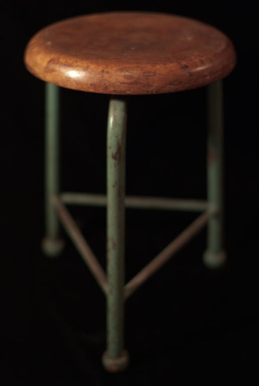 Industrial Metal and Wood Work Stools at 1stDibs