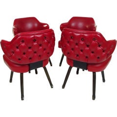 Set of Four Vintage Tufted Chinese Red Chairs at 1stDibs