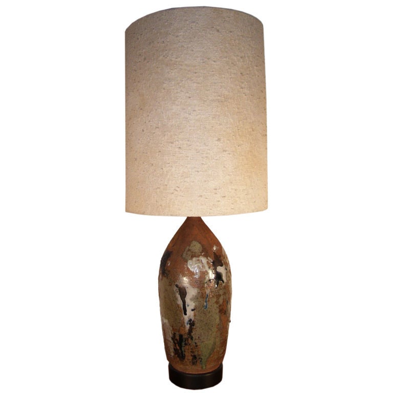Drip Glaze Stoneware Lamp at 1stDibs