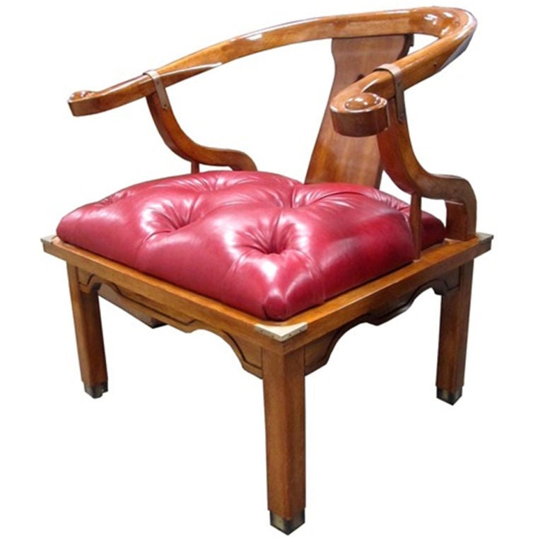 Asian Chair in Ox Blood Red Leather at 1stDibs