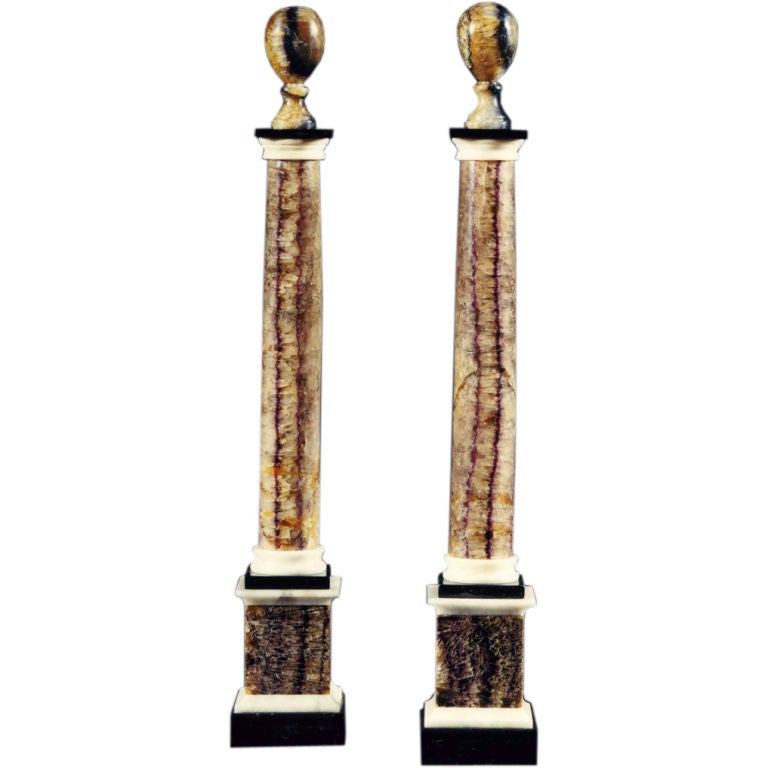 PAIR OF BLUE JOHN CHIMNEY ORNAMENTS at 1stDibs