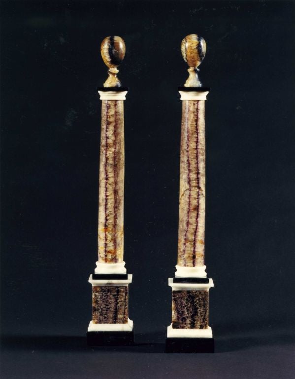 PAIR OF BLUE JOHN CHIMNEY ORNAMENTS at 1stDibs