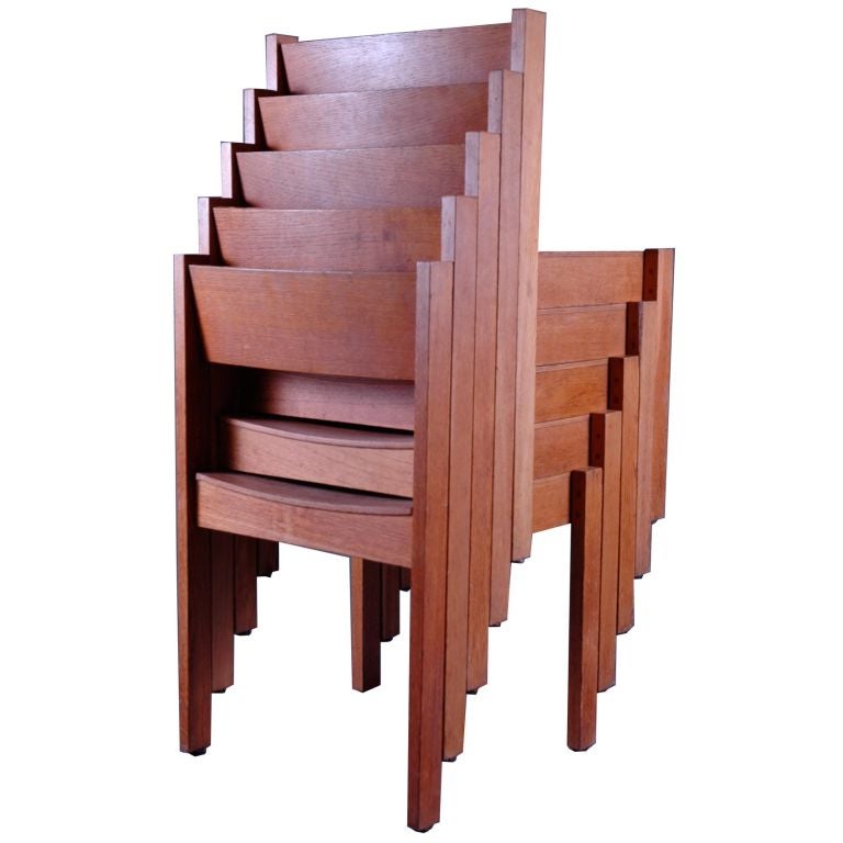 Five Architectural Stacking Chairs by Carl Aubock For Sale at 1stDibs