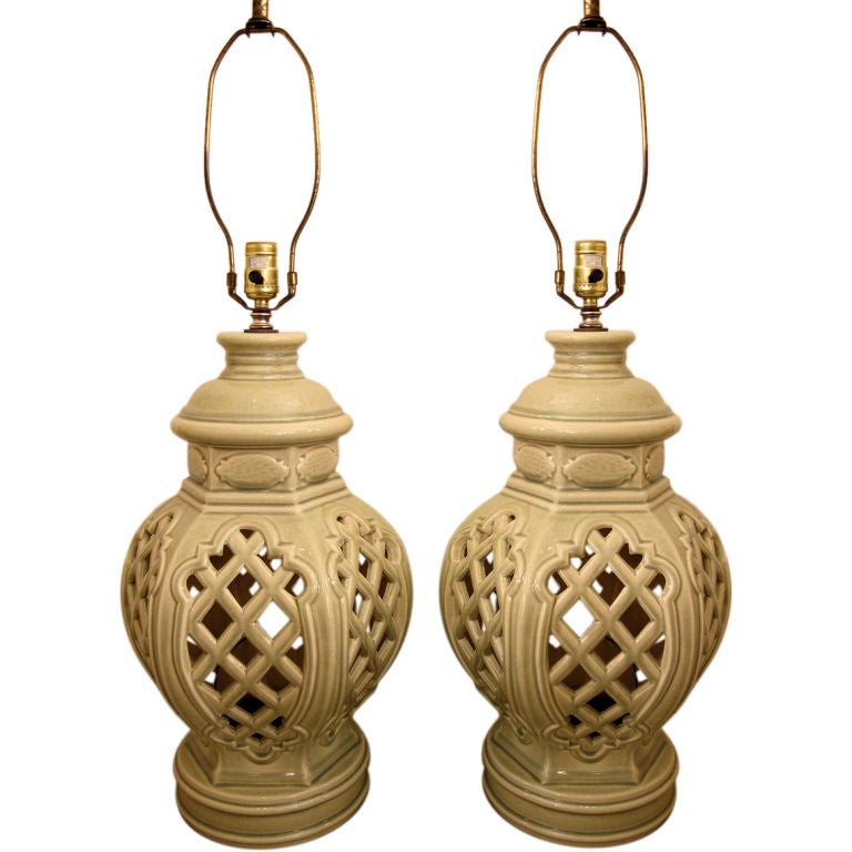 Pair of Fretwork Lamps at 1stDibs