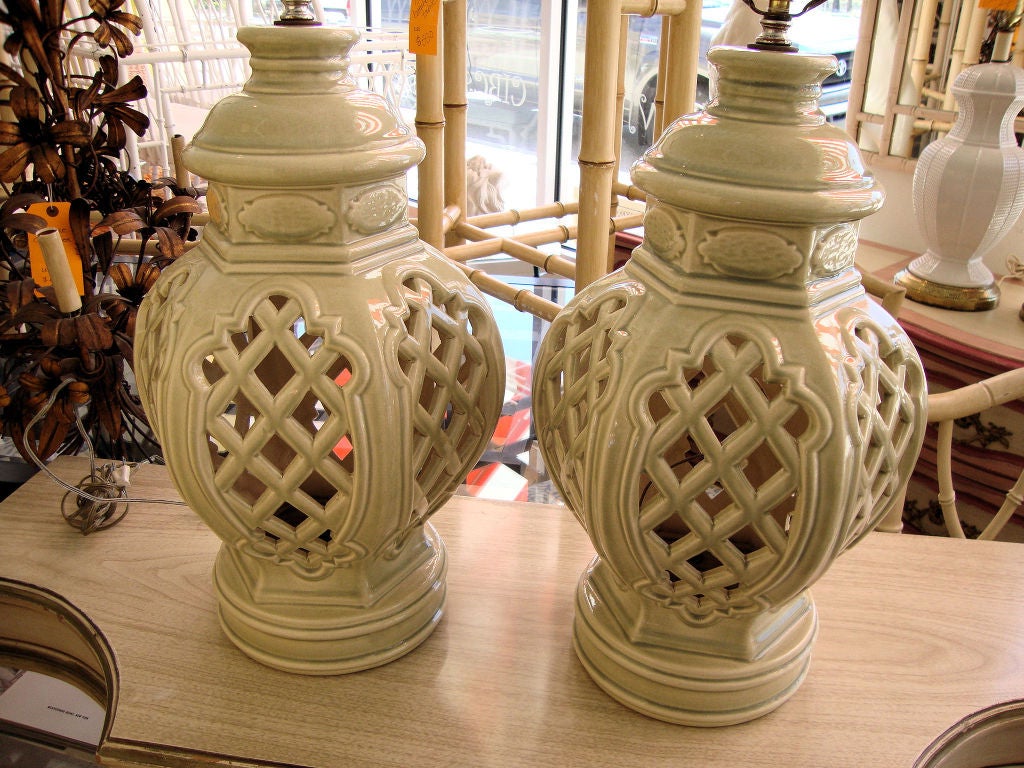 Pair of Fretwork Lamps at 1stDibs