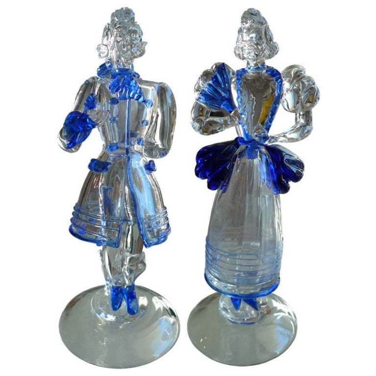 Pair of AVEM Murano Glass Figures at 1stDibs