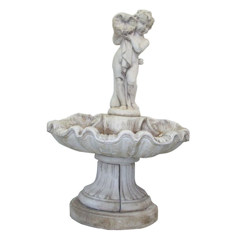 Fountain With Putti Figure Atop Clam Shell Bowl at 1stDibs