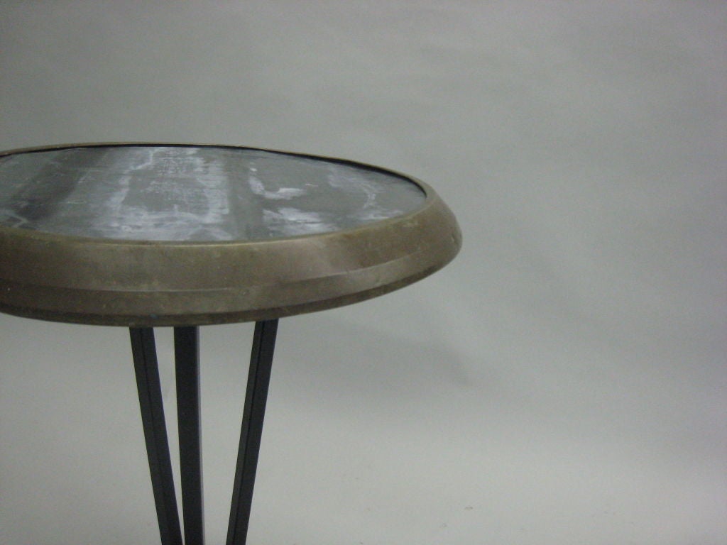 Two French, Mid- Century Modern Industrial Steel and Zinc Cafe Tables ...