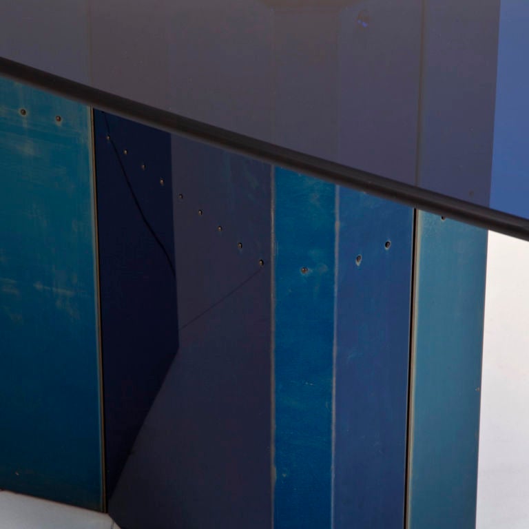 A Blue Anodised Glass Topped Dining Table at 1stDibs