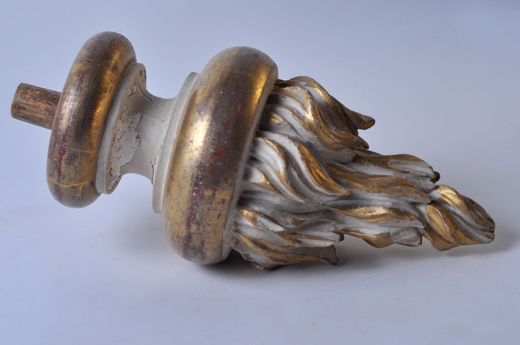 FRENCH WOOD FLAME FINIAL 19TH CENTURY at 1stDibs