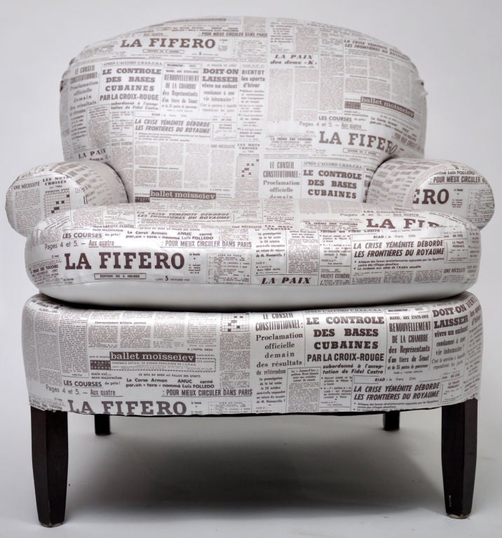 French Newspaper Fabric Covered Chair For Sale at 1stDibs | newspaper ...