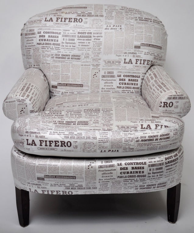 French Newspaper Fabric Covered Chair For Sale at 1stDibs | newspaper ...