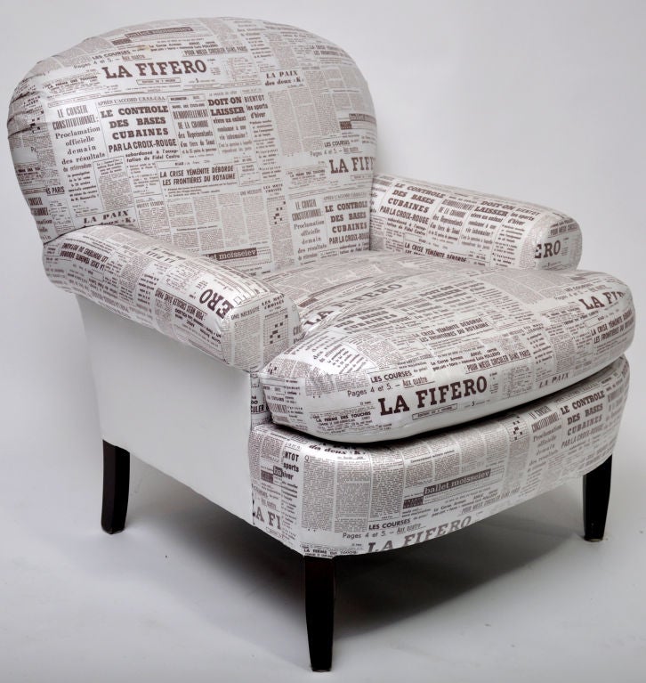 French Newspaper Fabric Covered Chair For Sale at 1stDibs | newspaper ...