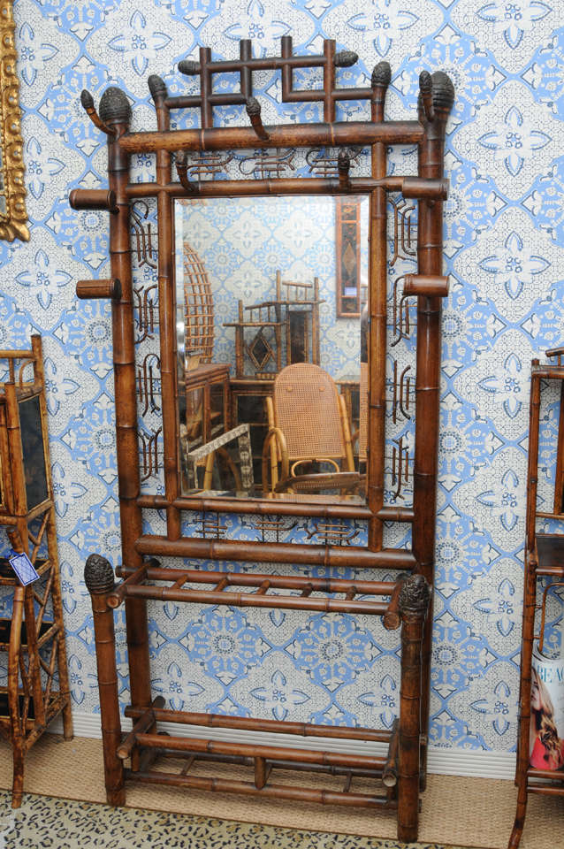 Large English Bamboo Hall Tree at 1stDibs | antique bamboo hall tree ...