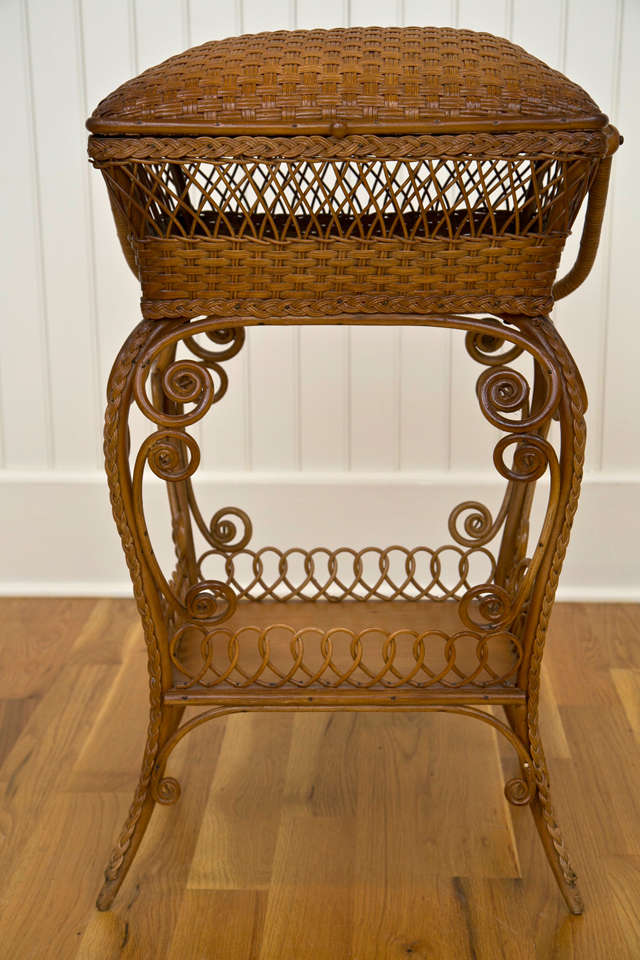 Victorian Sewing Basket For Sale at 1stDibs | antique wicker sewing ...