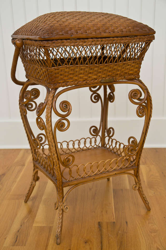 Victorian Sewing Basket For Sale at 1stDibs | antique wicker sewing ...