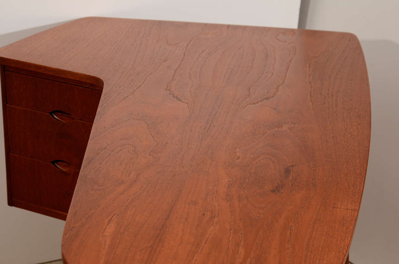 Danish Modern Teak Boomerang Desk at 1stDibs