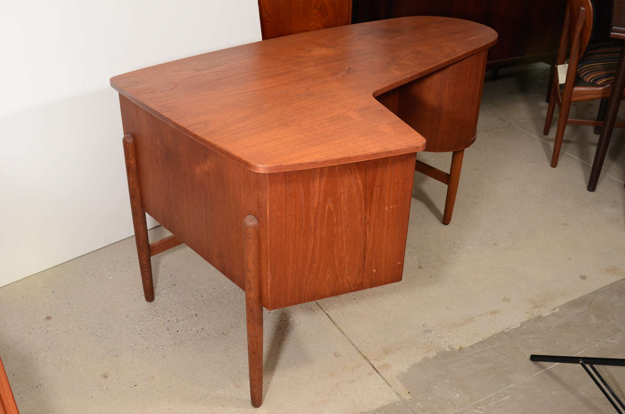 Danish Modern Teak Boomerang Desk at 1stDibs