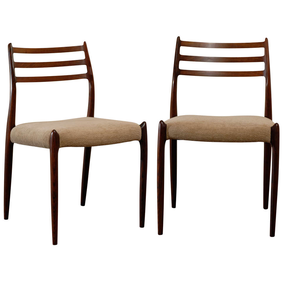 Beautiful Set of 4 Moller #78 Chairs in Rosewood at 1stDibs