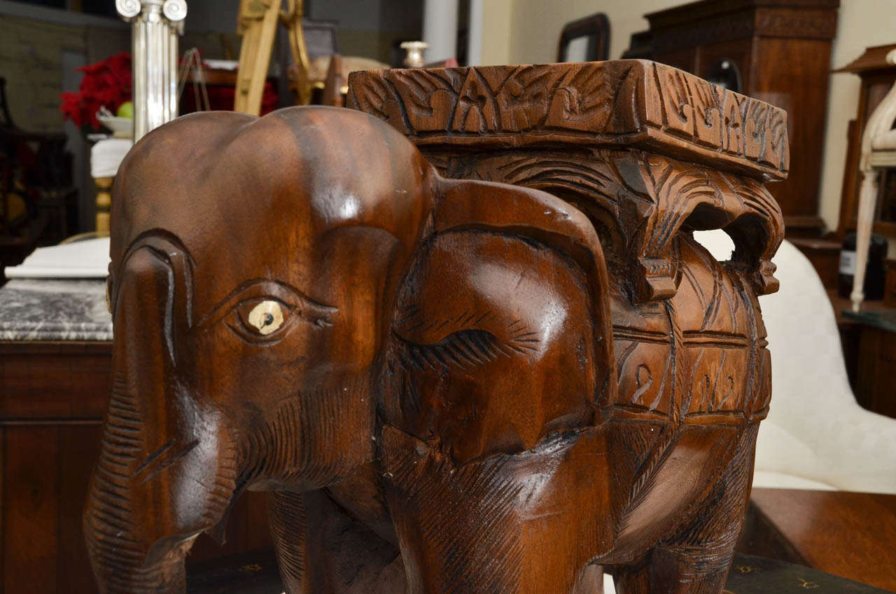 Carved Asian Elephant Low Table at 1stDibs