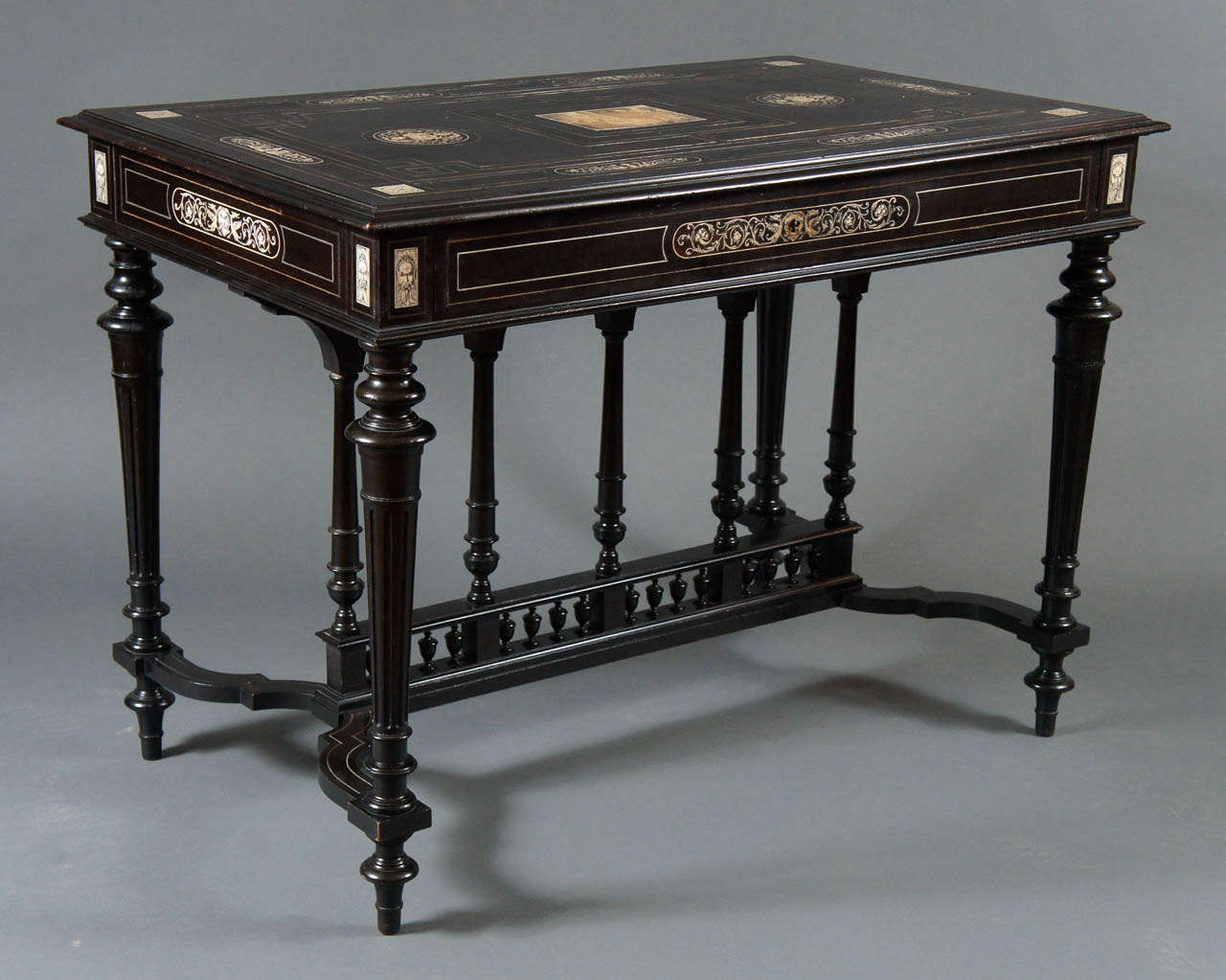 Italian 19th Century Ebony Table with Bone Inlay For Sale at 1stDibs ...