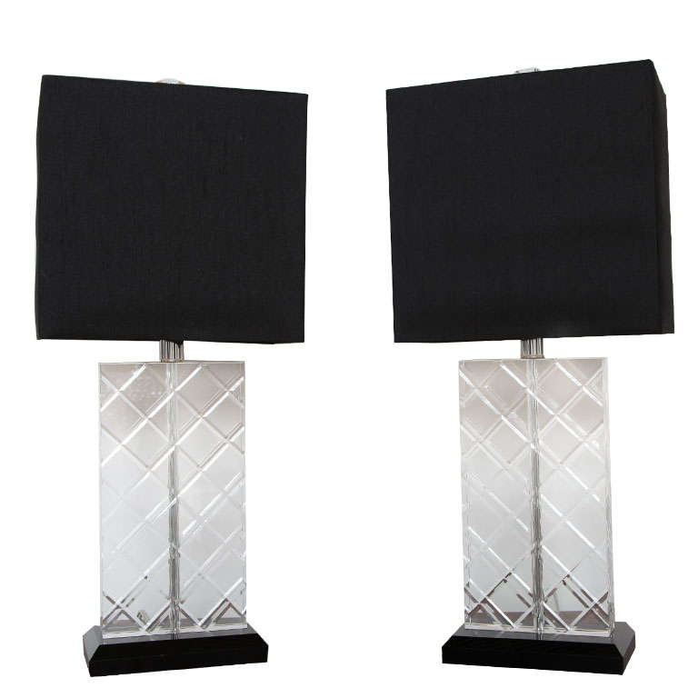 Elegant Pair of Lead Crystal Lamps at 1stDibs