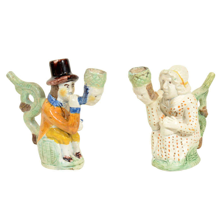 A Pair of Prattware Figural Pipes Martha Gunn and Sailor at 1stDibs