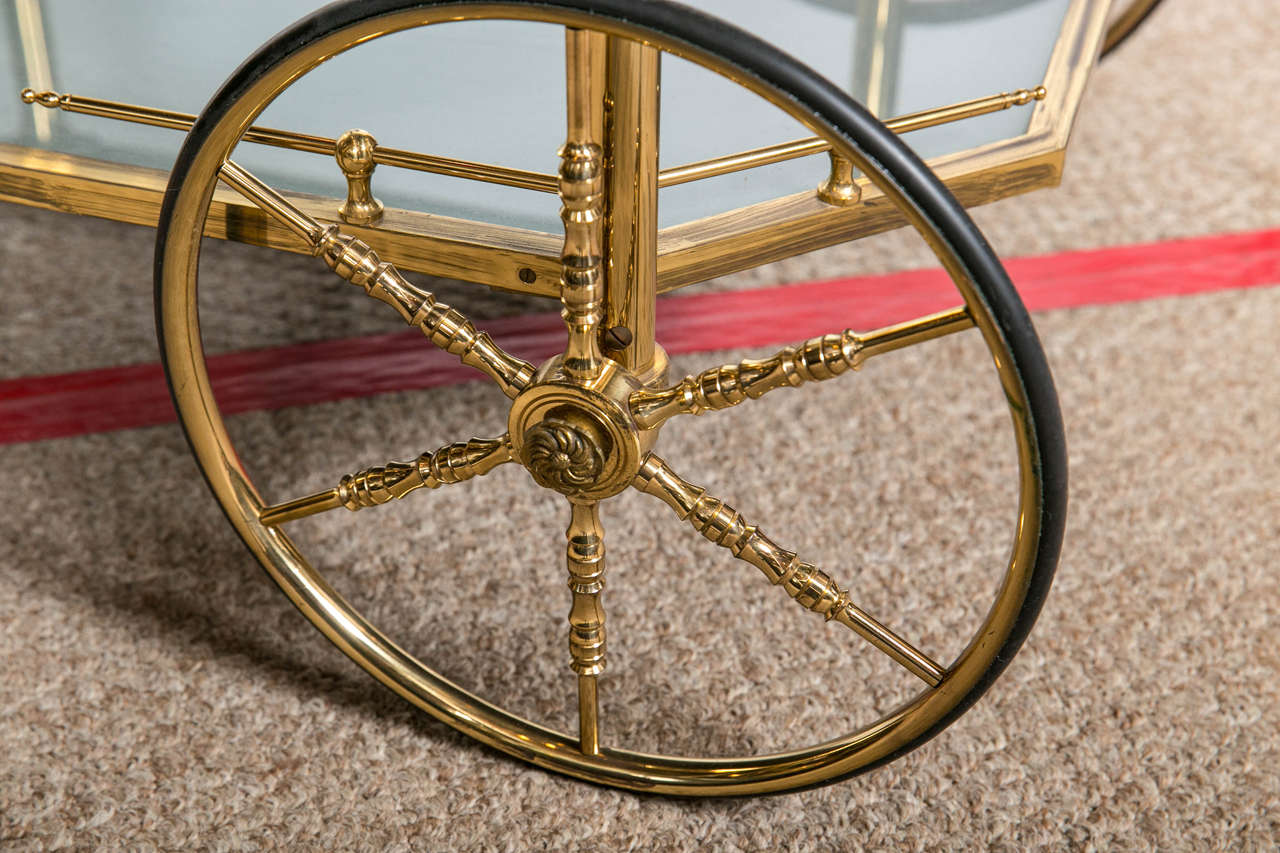 Beveled Glass Bronze and Brass Tea Wagon or Serving Cart at 1stDibs ...