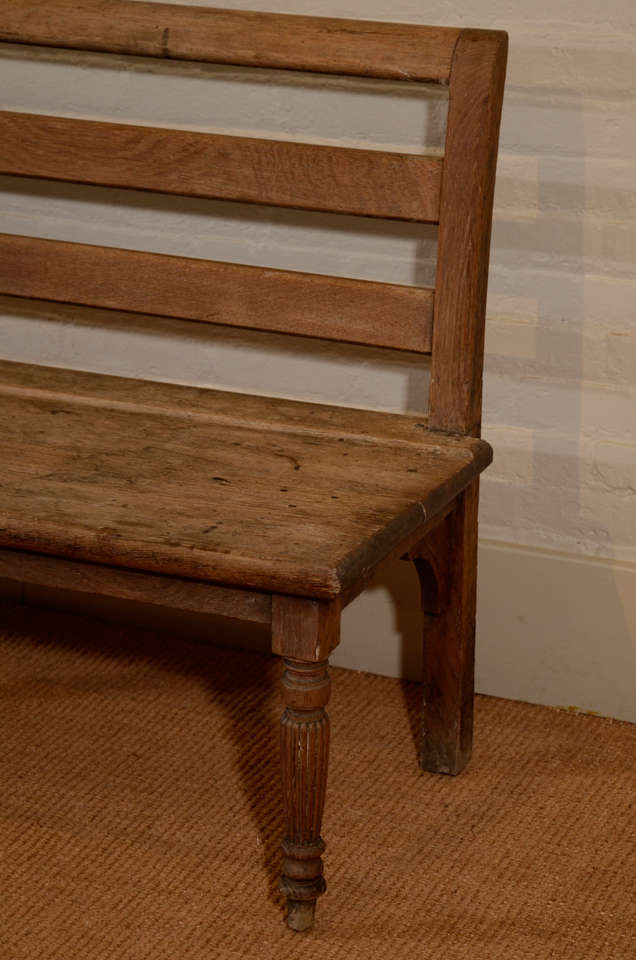 Extra Long English Carved Oak Bench at 1stDibs
