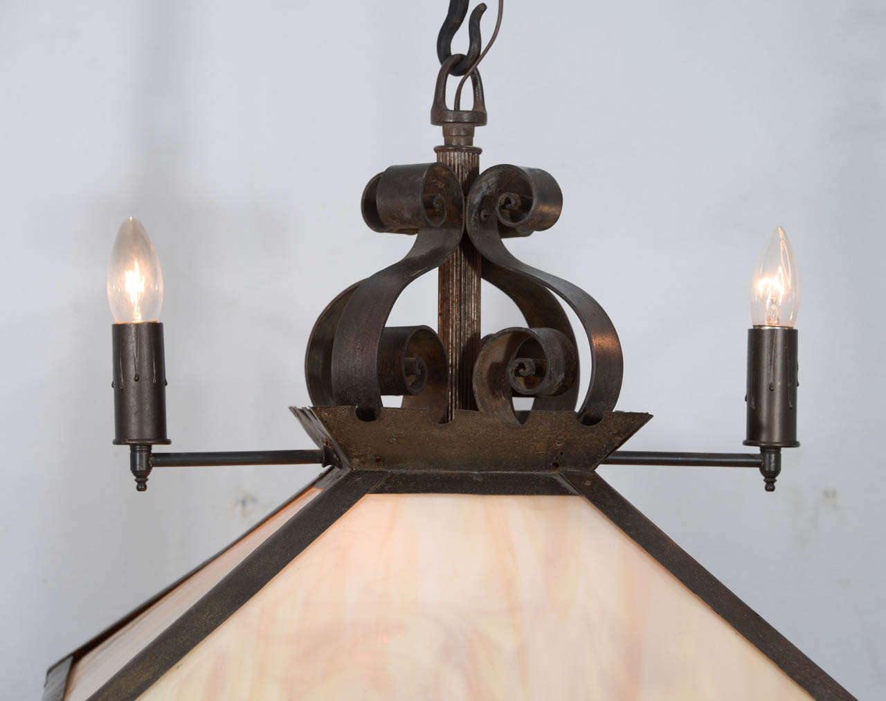Combination Rustic Gas and Electric Slag Glass Chandelier For Sale at ...