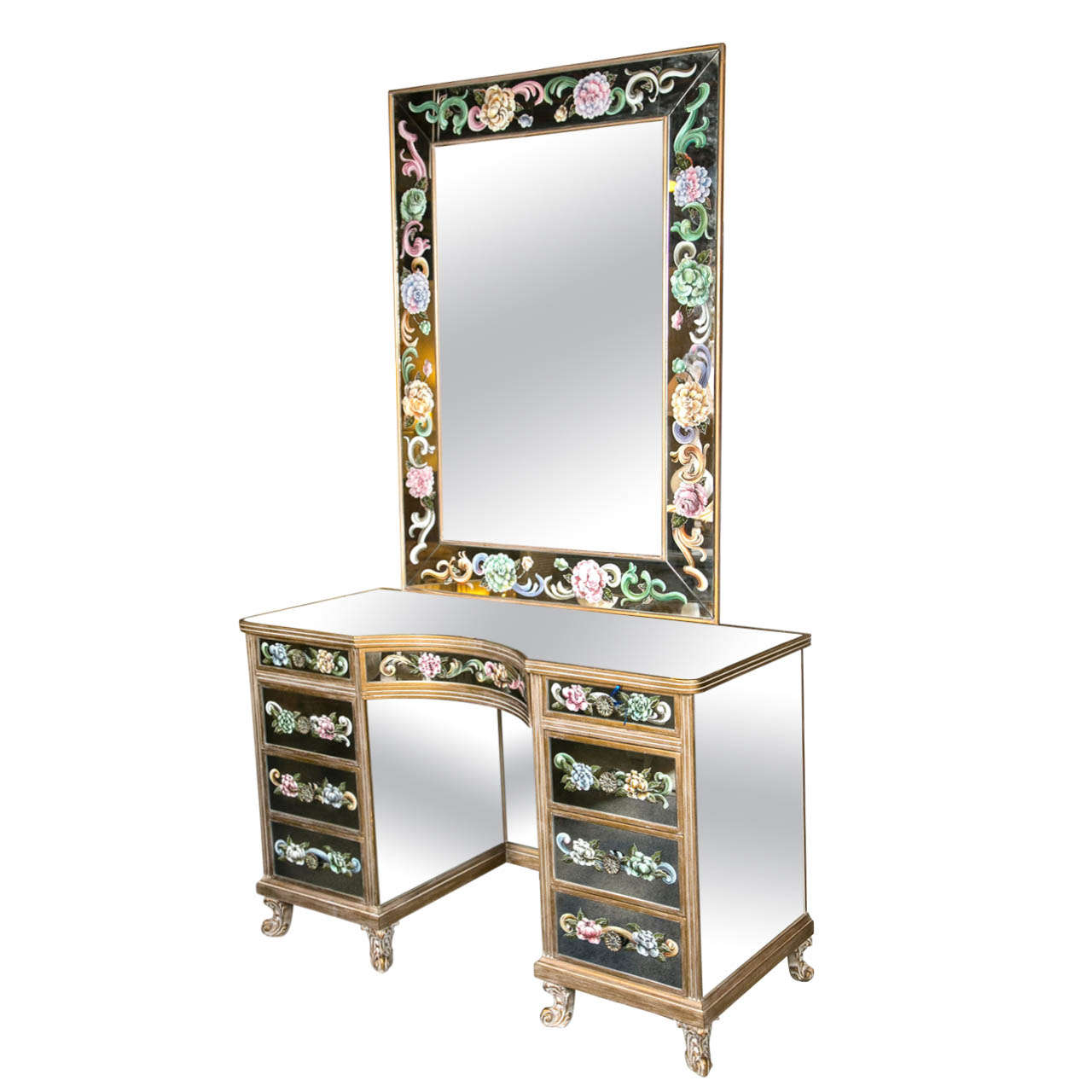 Venetian Style Mirrored Vanity Dressing Table at 1stDibs