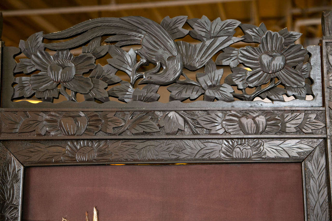 Two Panel Chinoiserie Decorated Embroidered Screens at 1stDibs