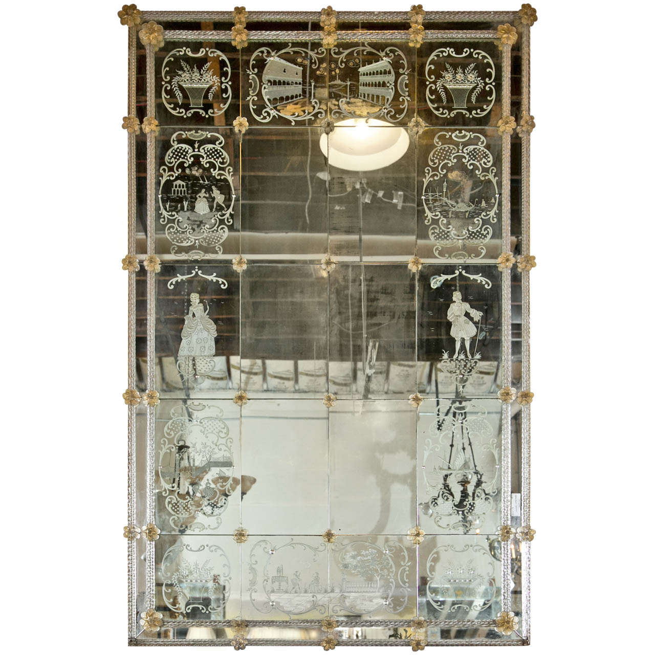 Vintage Monumental Eglomise Venetian Mirror at 1stDibs | vintage ...