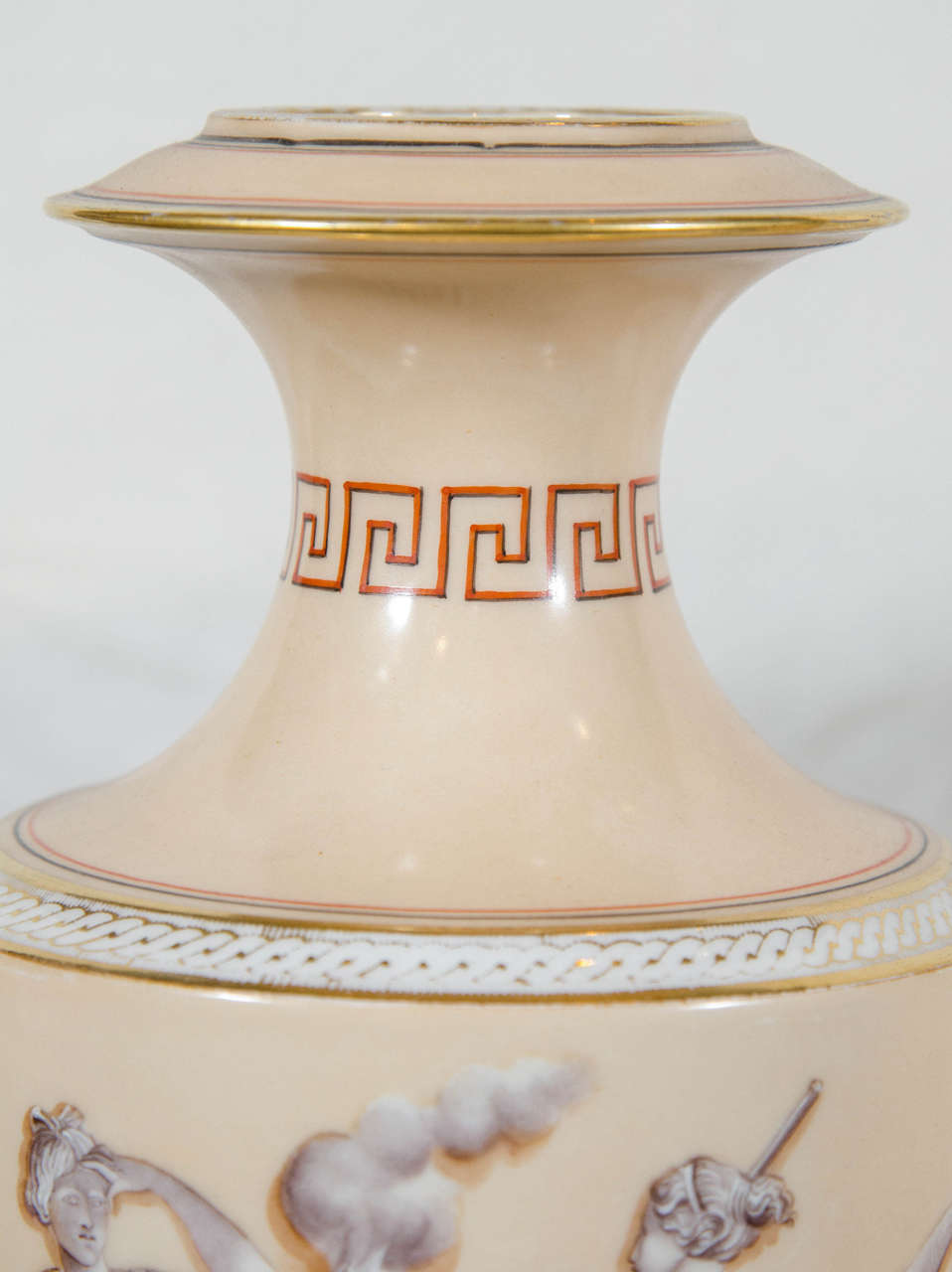English Neoclassical Porcelain Vases Greek Figures and Greek Key Made ...
