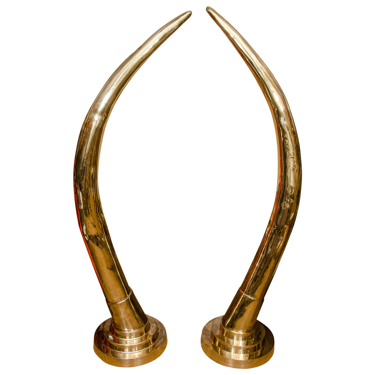 Pair of Brass Tusk Sculptures at 1stDibs