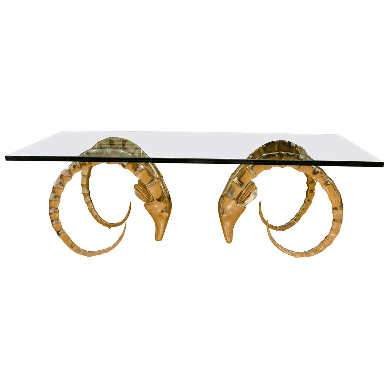 Rectangular Brass Ram's Head Coffee Table at 1stDibs