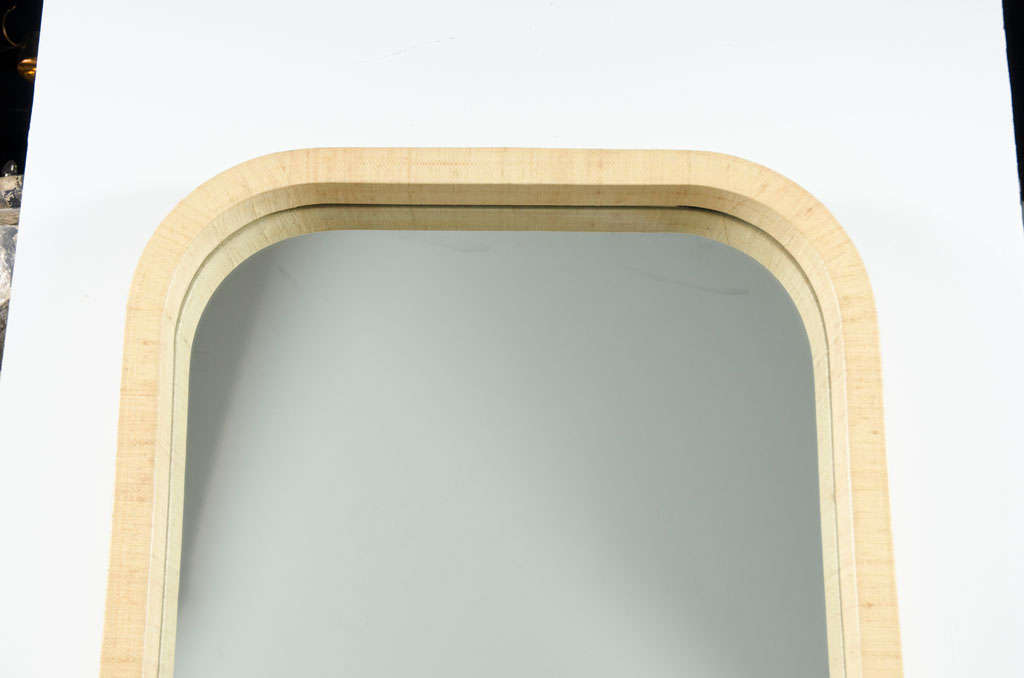 American Radius Corner Grass Cloth Wrapped Frame Mirror after Karl ...