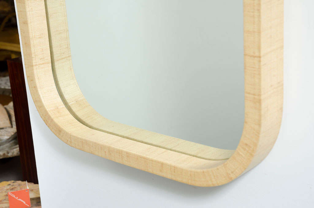 American Radius Corner Grass Cloth Wrapped Frame Mirror after Karl ...